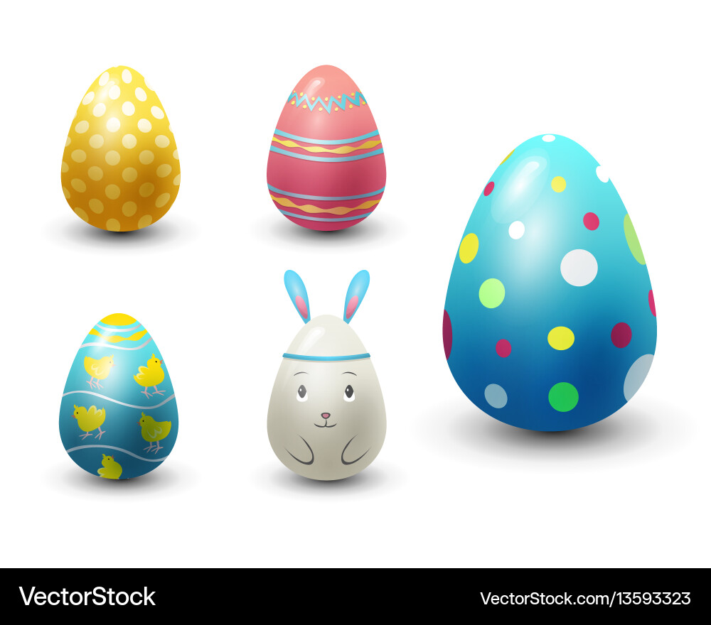 Easter eggs painted with spring pattern Royalty Free Vector