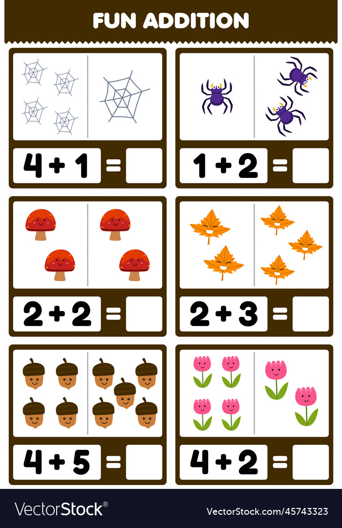 Education game for children fun addition Vector Image