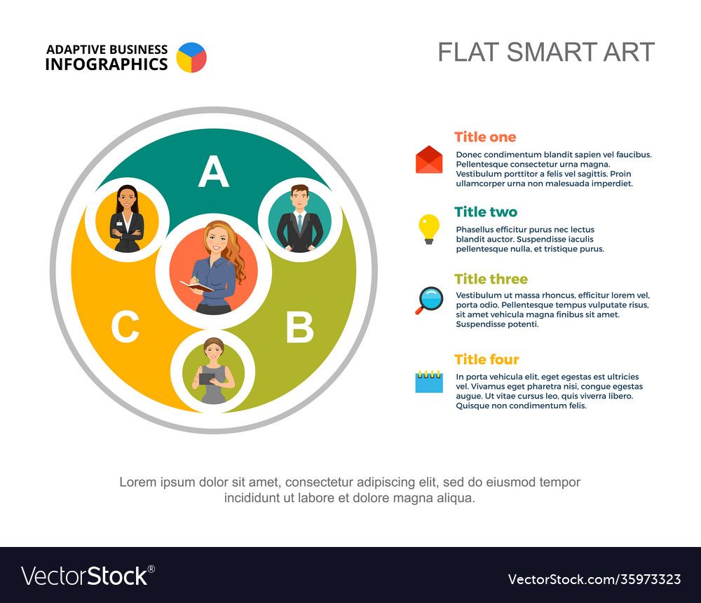 Four managers team process chart template Vector Image