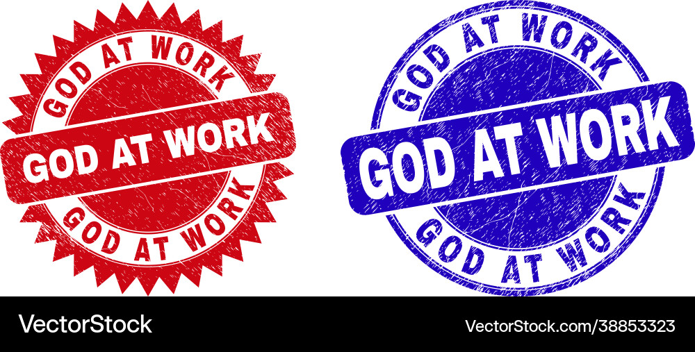 God at work rounded and rosette stamps with grunge