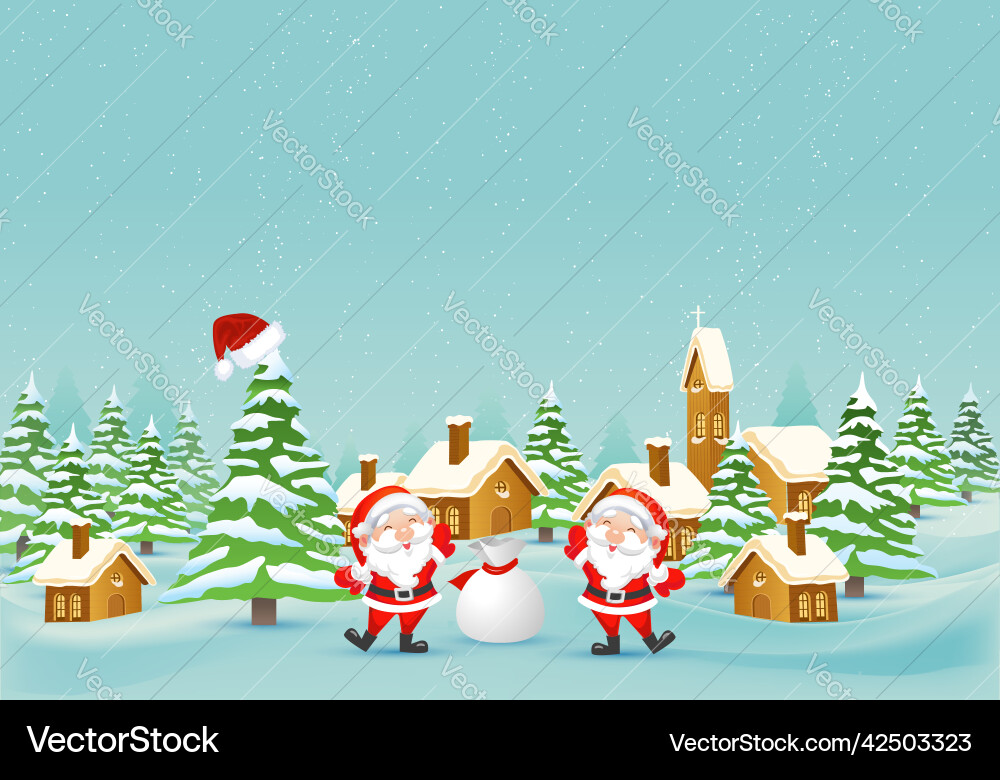 Merry christmas landscape eps10 Royalty Free Vector Image