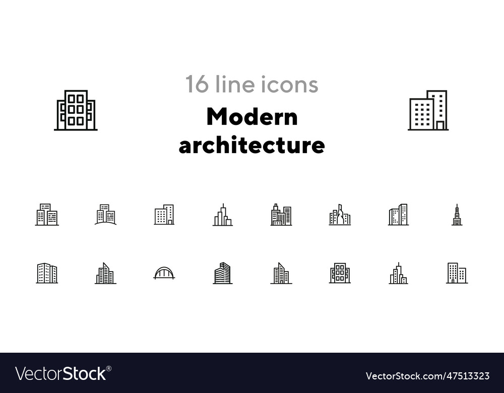 Modern architecture line icon set Royalty Free Vector Image