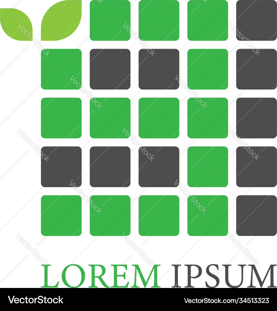 Number 9 logo icon with leafs on squares design Vector Image