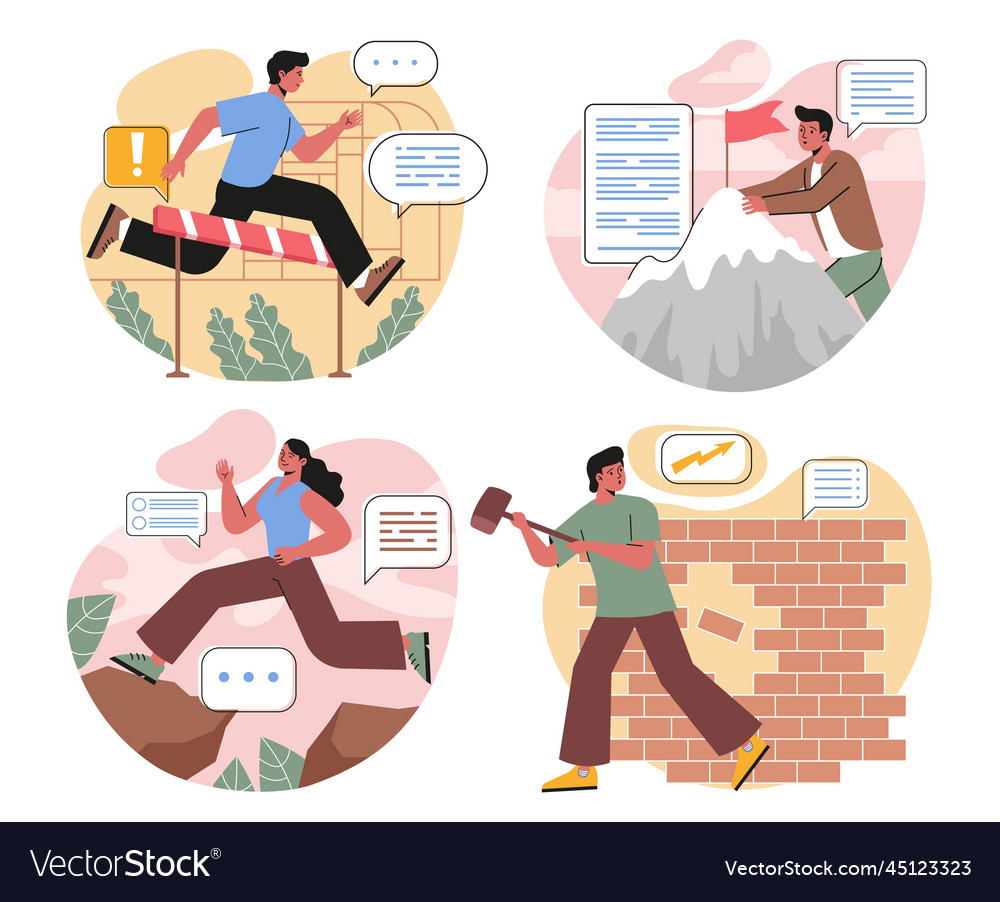 Overcoming obstacles on way to success Royalty Free Vector Overcoming obstacles on way to success Royalty Free Vector