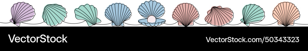 Pearl shells set sea mollusks scallop Royalty Free Vector