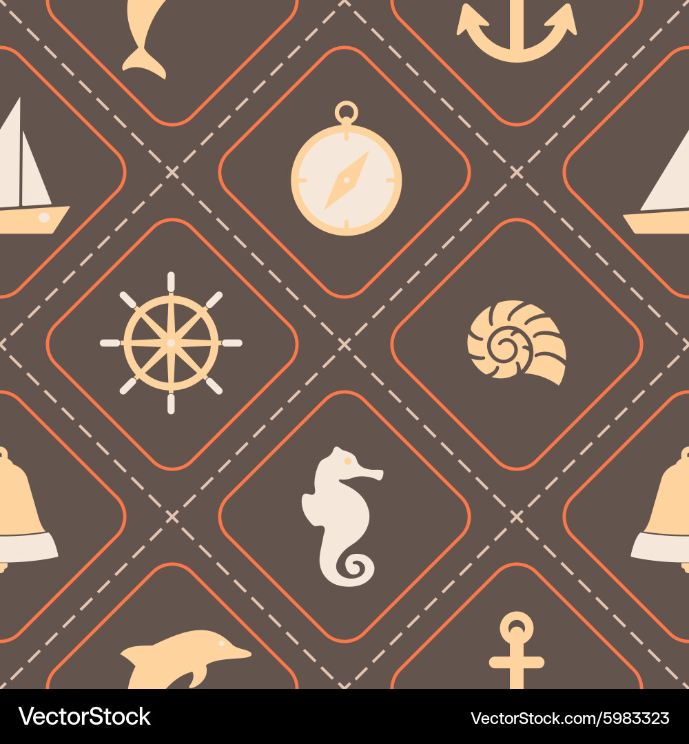 Seamless background with sea icons Royalty Free Vector Image