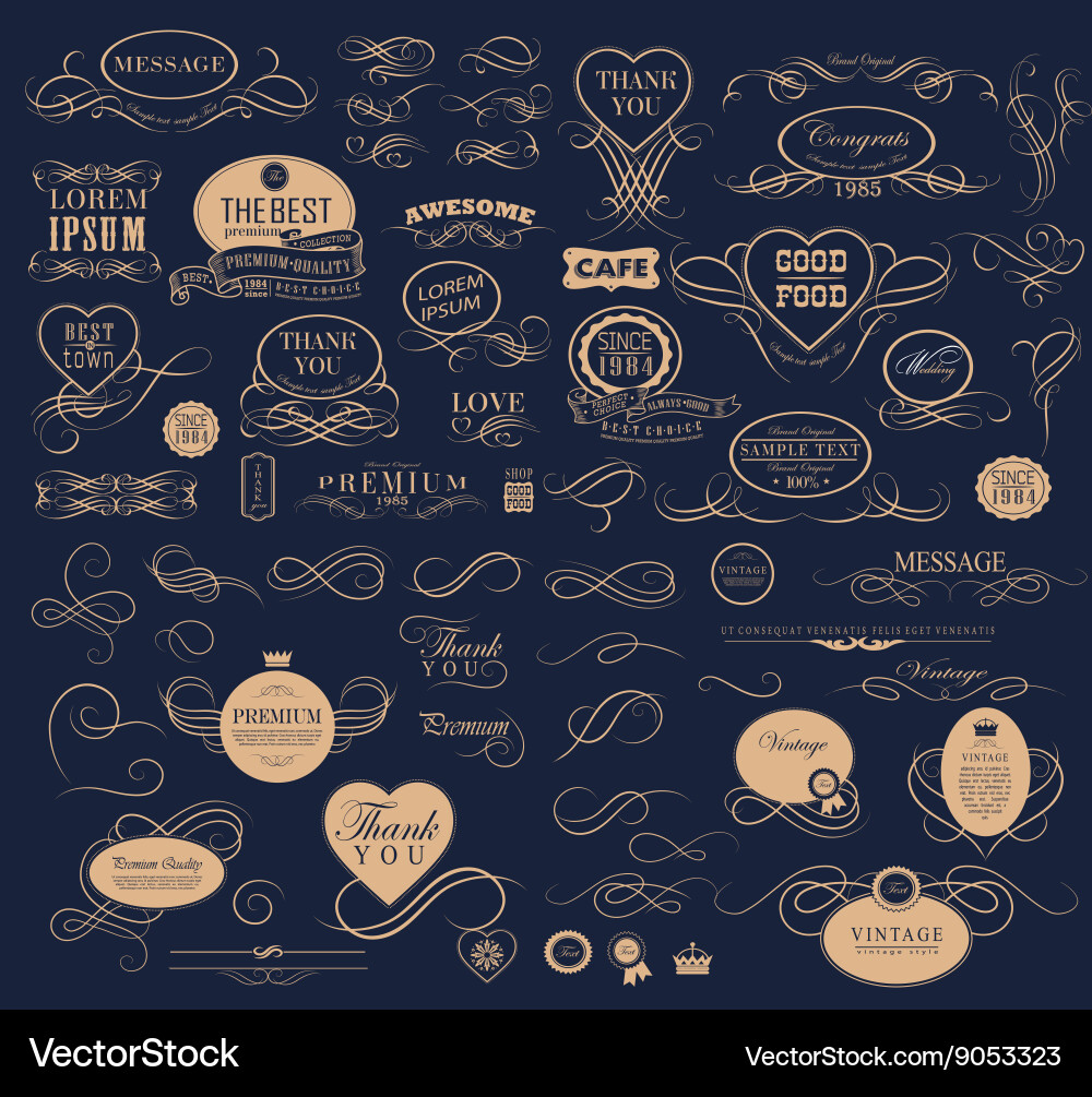 Set of elegant calligraphic design Royalty Free Vector Image