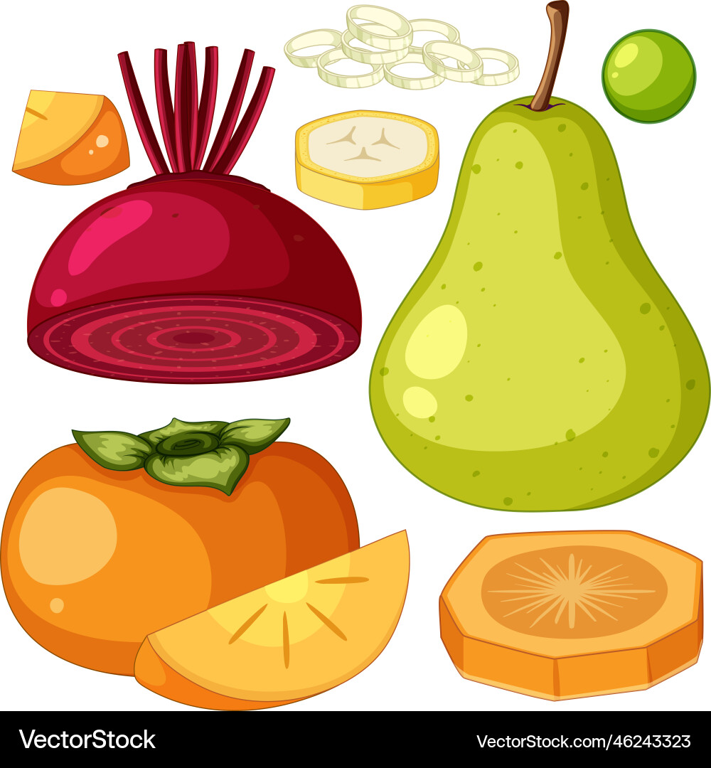 Set of mix fruit and vegetable Royalty Free Vector Image