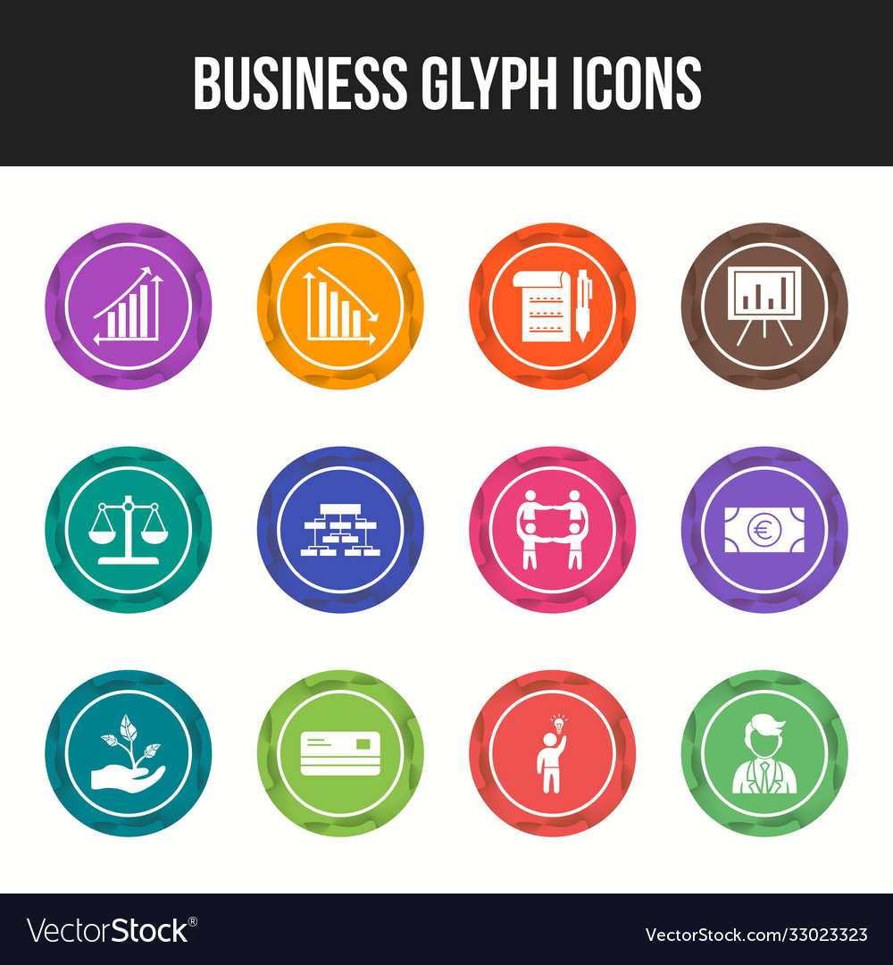 Unique business glyph icon set Royalty Free Vector Image