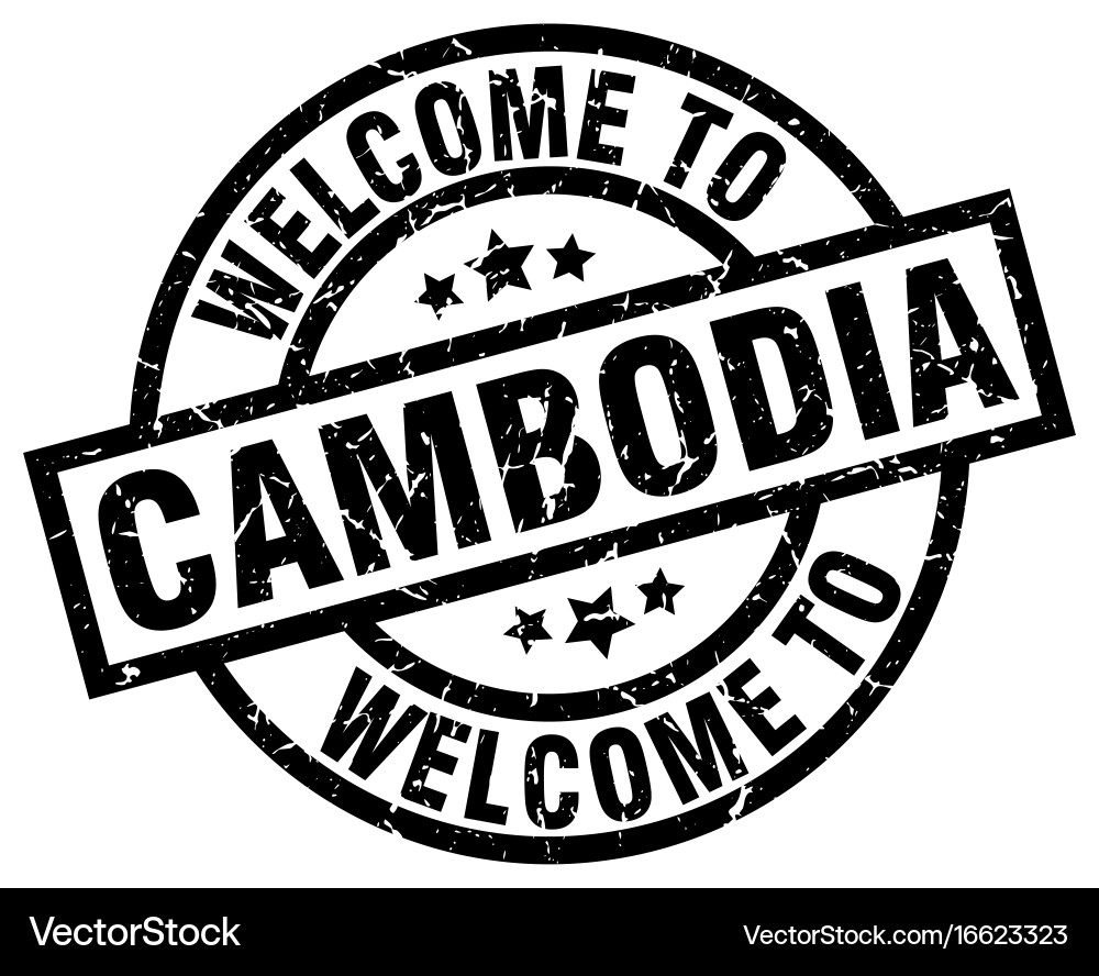 Welcome to cambodia black stamp Royalty Free Vector Image
