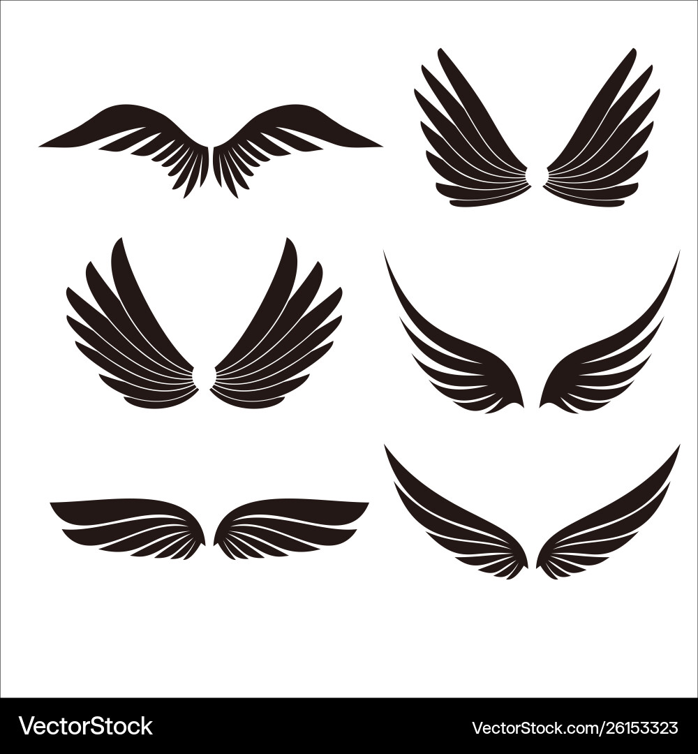 Wings icons set on white background for graphic Vector Image