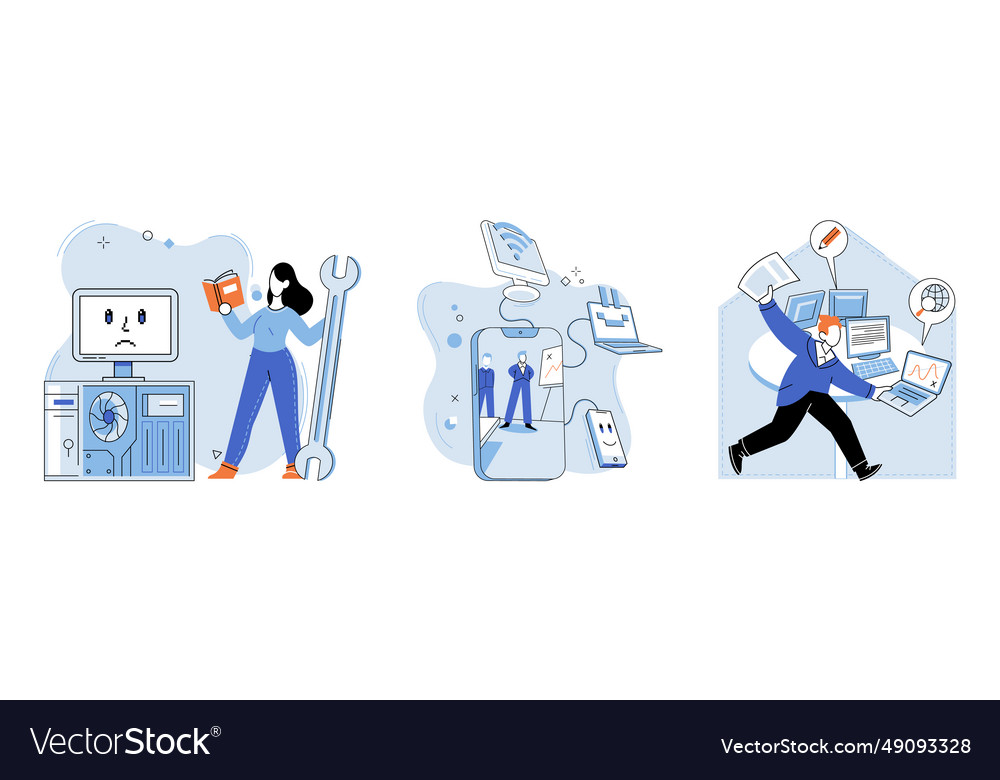 Computer troubleshooting Royalty Free Vector Image Computer troubleshooting Royalty Free Vector Image