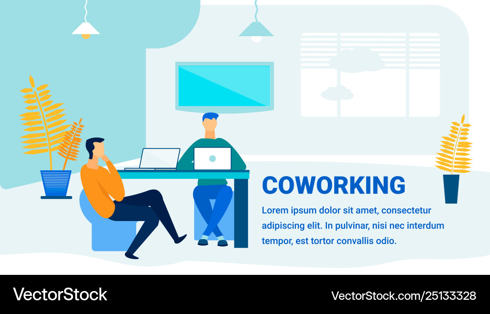 Coworking office promotion flat banner template Vector Image