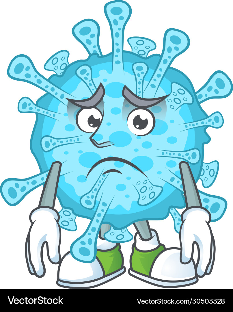 Fever coronavirus mascot design with worried face Vector Image