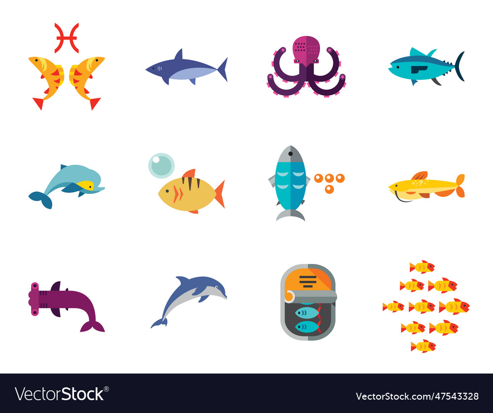 Fish icon set Royalty Free Vector Image - VectorStock