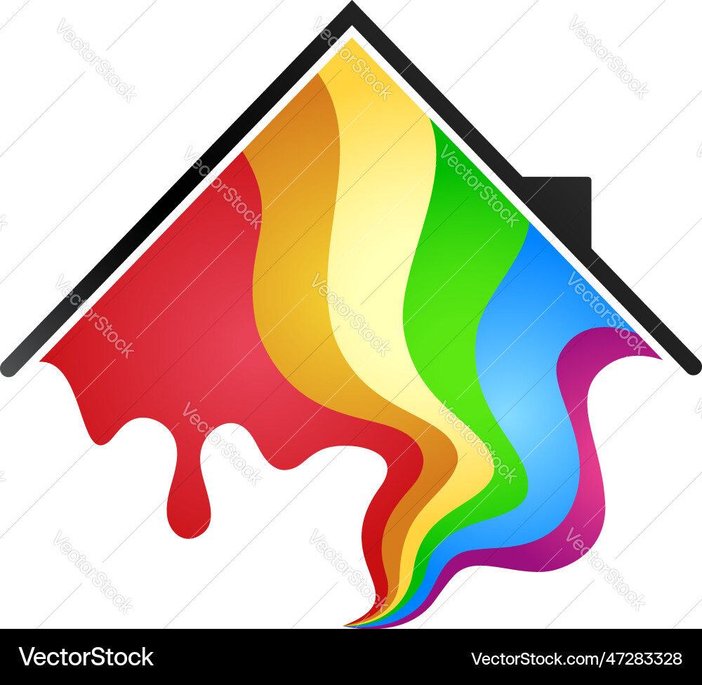House with waves of colored paint design Vector Image