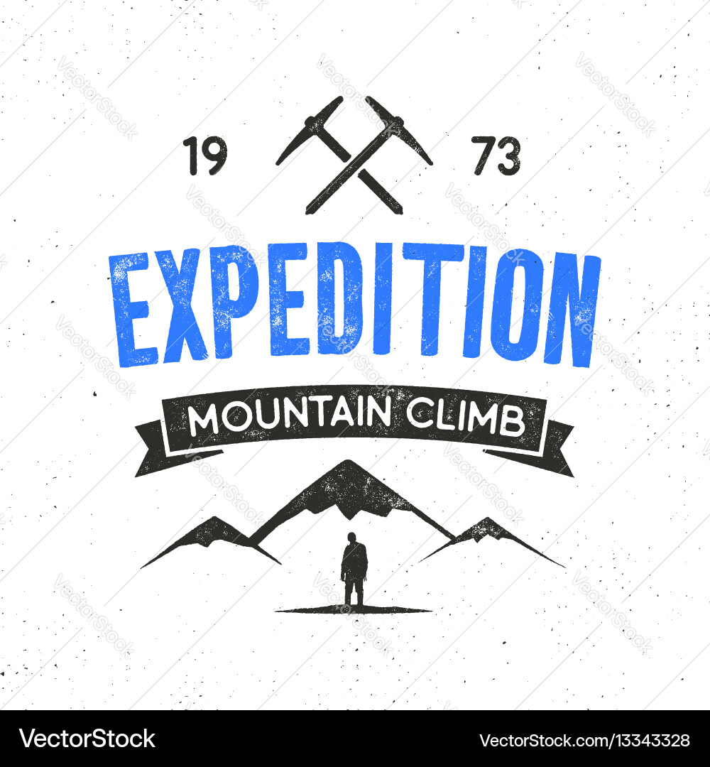 Mountain expedition label with climbing symbols Vector Image