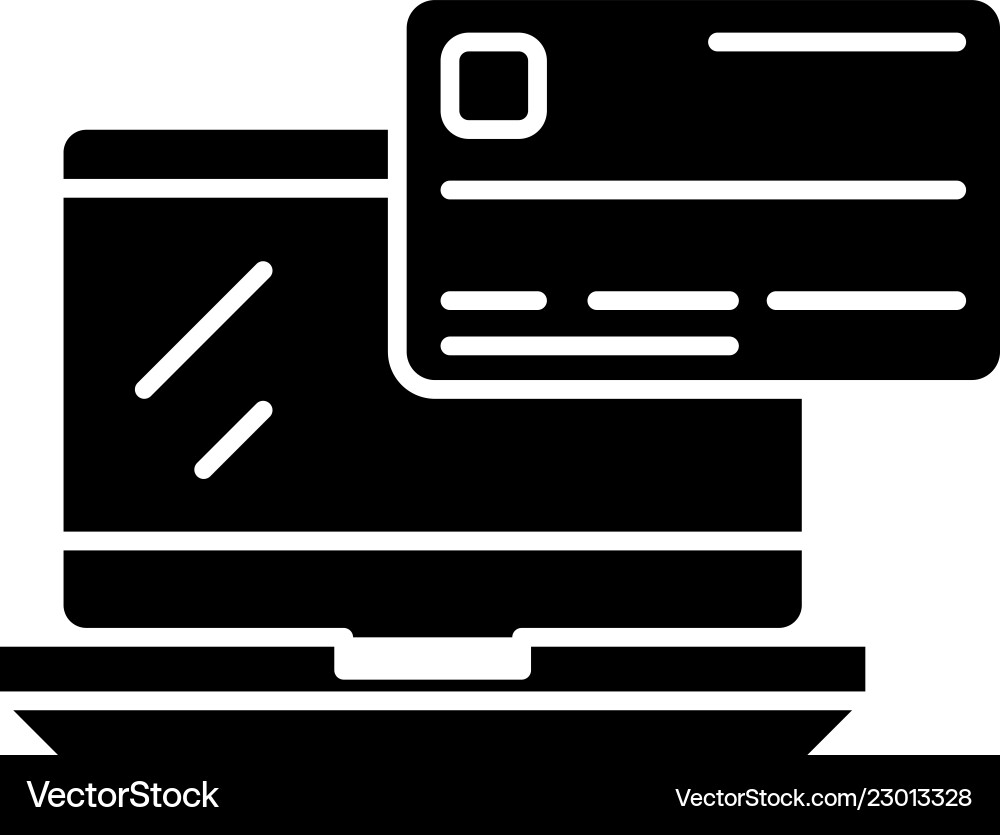 Online payment black icon sign on isolated Vector Image