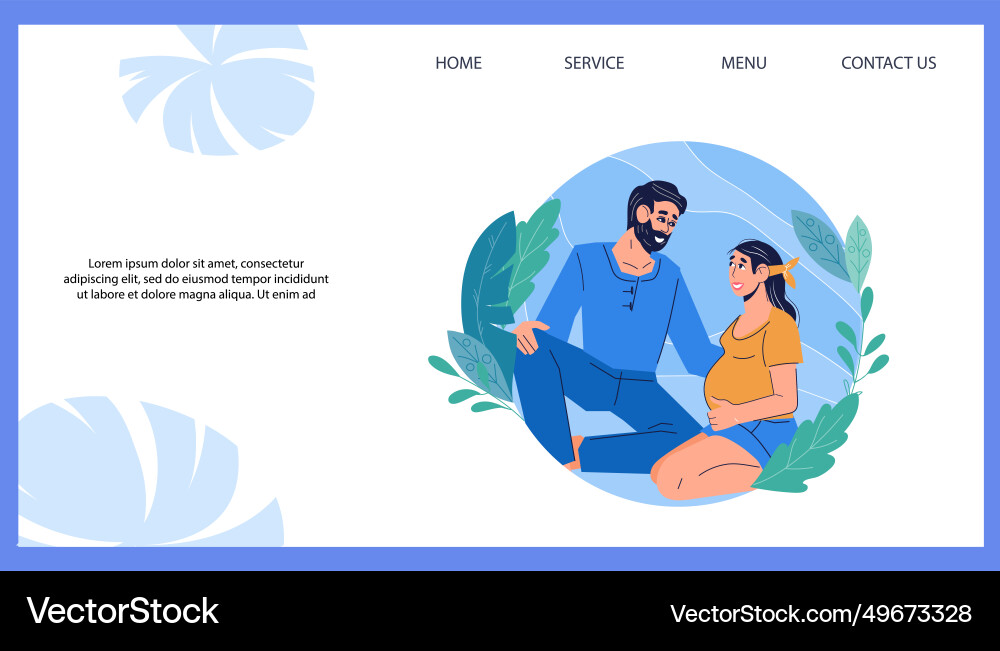 Prenatal care web banner with expecting couple Vector Image