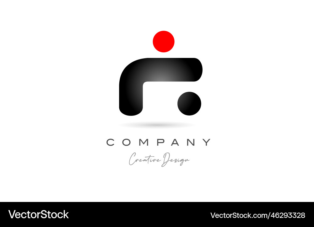 Red black dot r alphabet letter logo icon design Vector Image