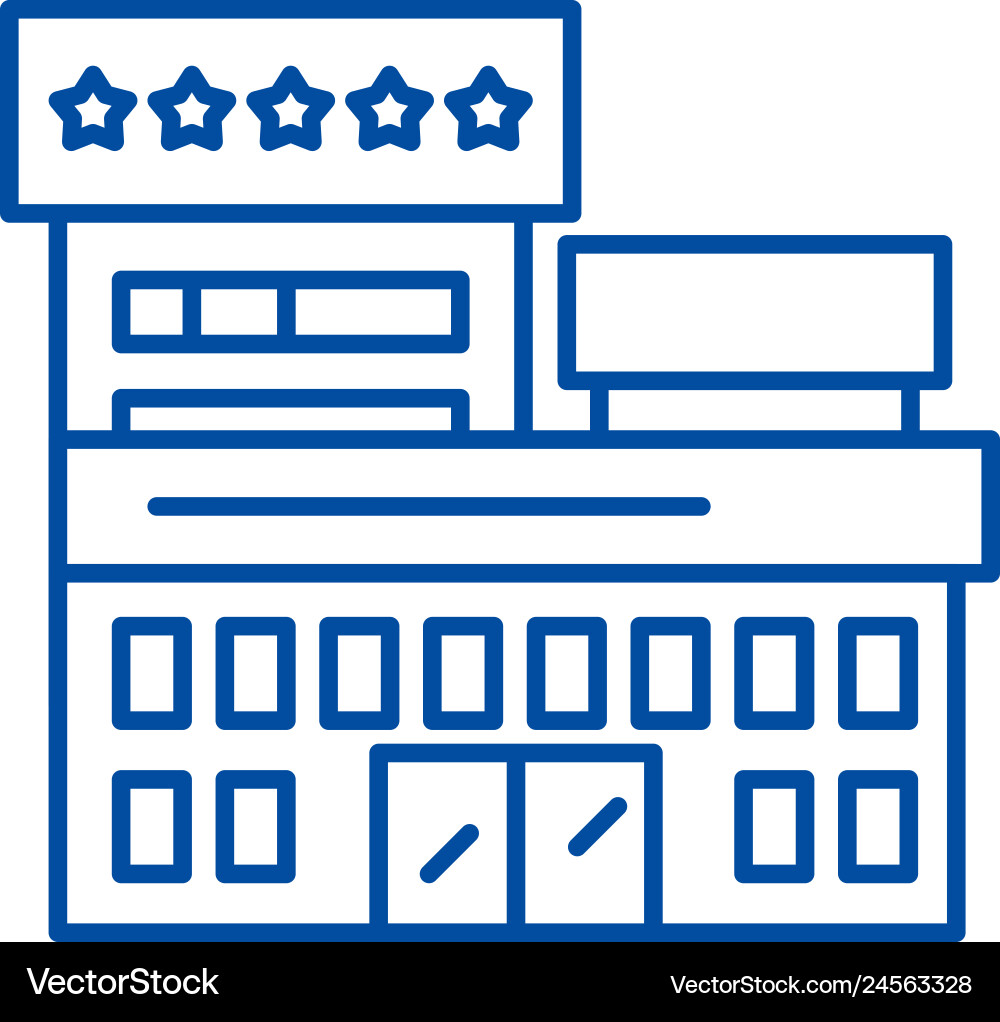 Resort hotel line icon concept hotel flat Vector Image