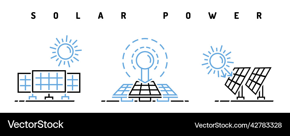 Solar power plant icons set Royalty Free Vector Image