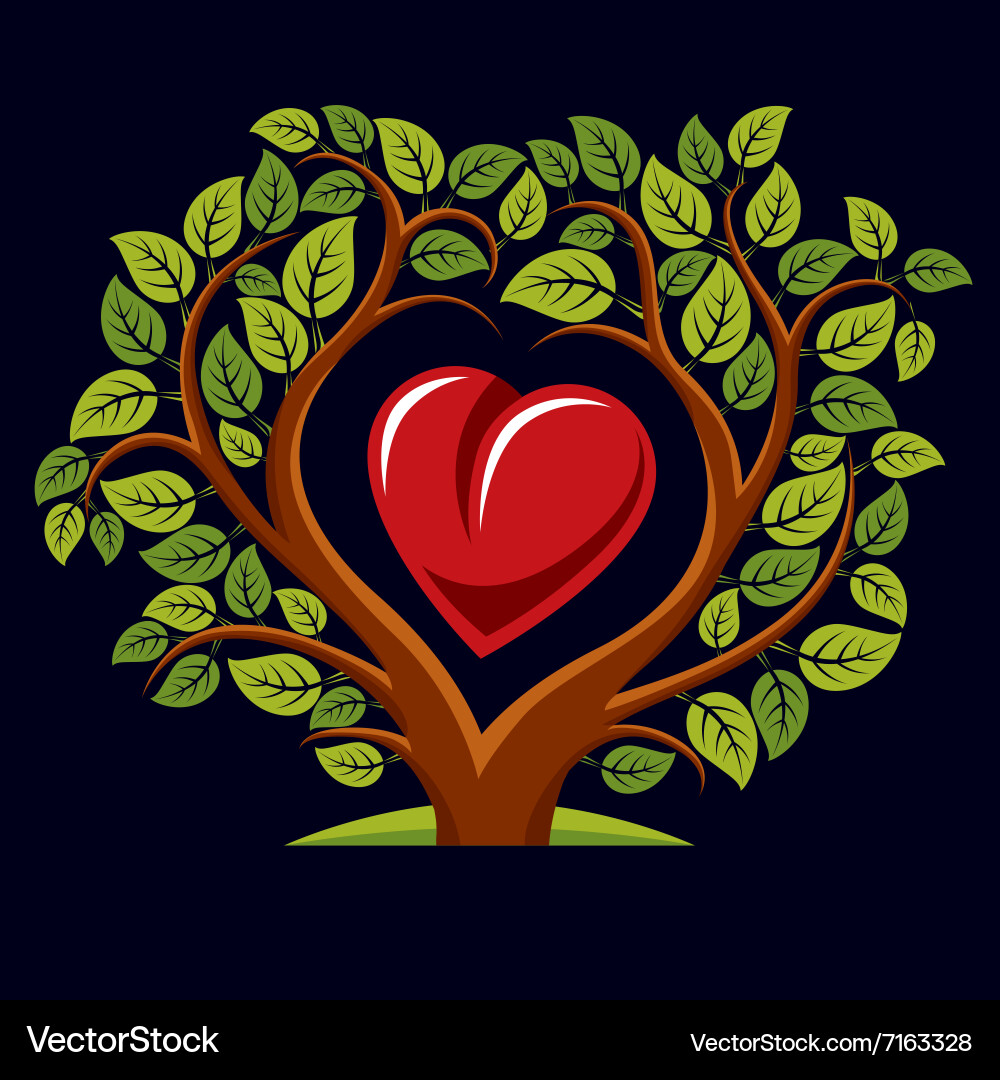 Tree with branches in the shape of heart Vector Image