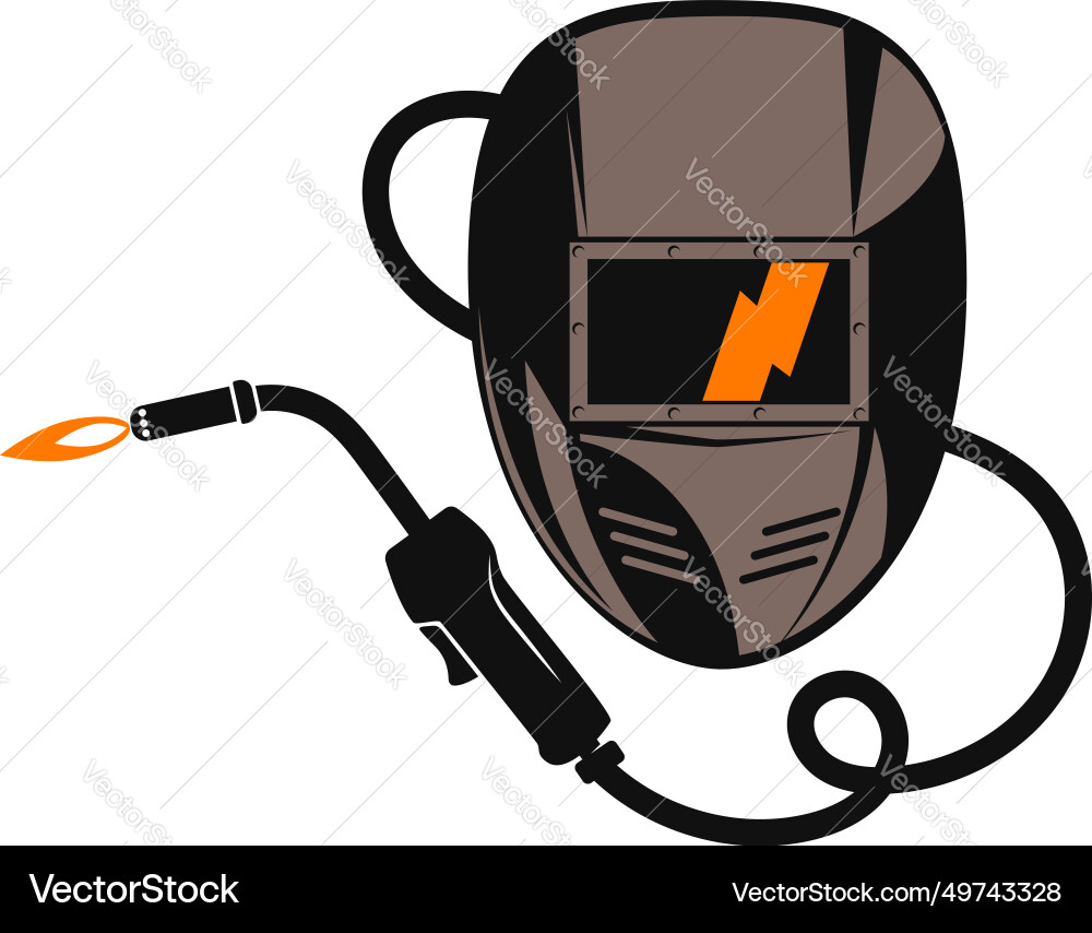 Welder mask and welding machine sign for welding Vector Image