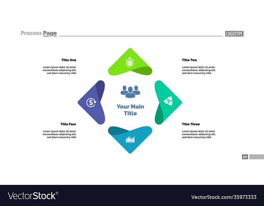 Four points process chart template Royalty Free Vector Image