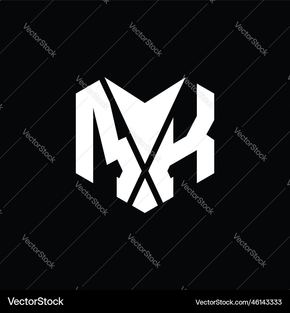 Mk logo monogram abstract hexagon images design Vector Image