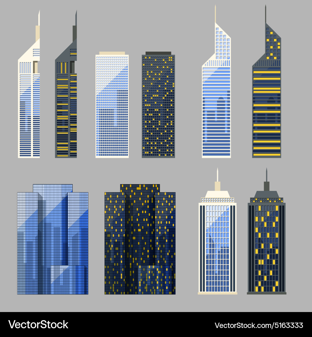 Set of detailed skyscraper Royalty Free Vector Image
