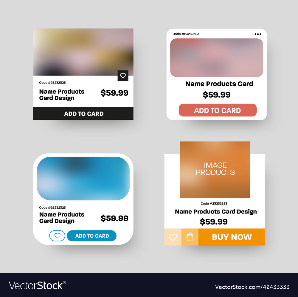 Set Of Square Cards User Interface The Product Vector Image