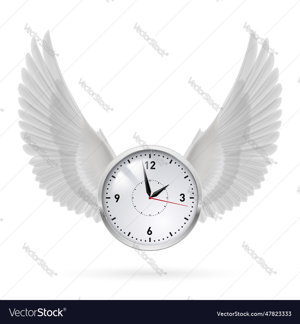 White clock with wings Royalty Free Vector Image