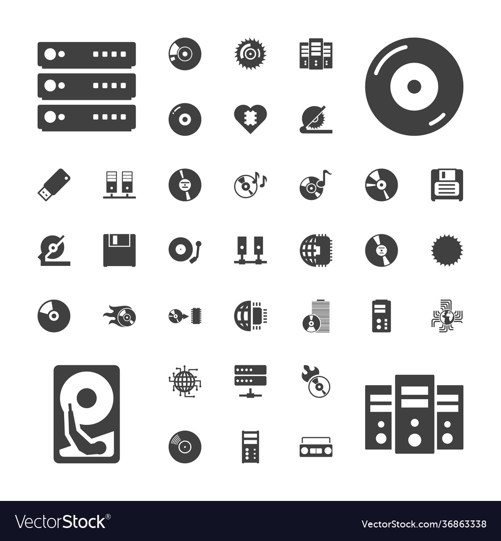 37 disk icons Royalty Free Vector Image - VectorStock