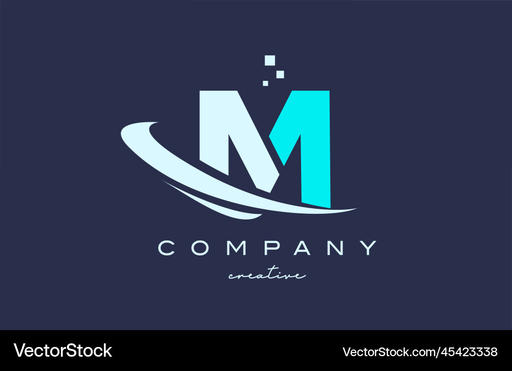 Blue white m alphabet letter logo icon Royalty Free Vector