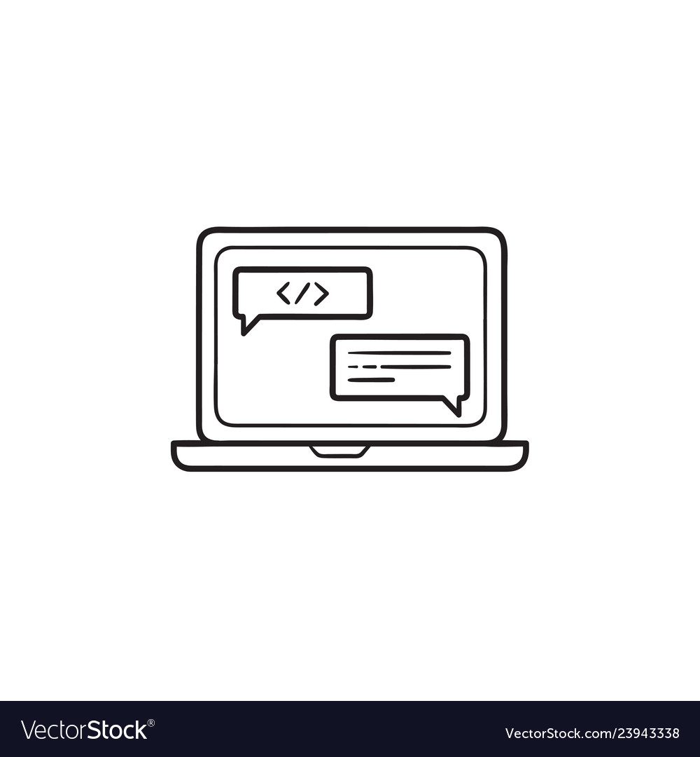 Coding on a laptop hand drawn outline doodle icon Vector Image
