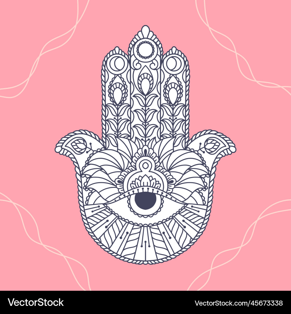 Fatima hand coloring page khamsa sacred eastern Vector Image