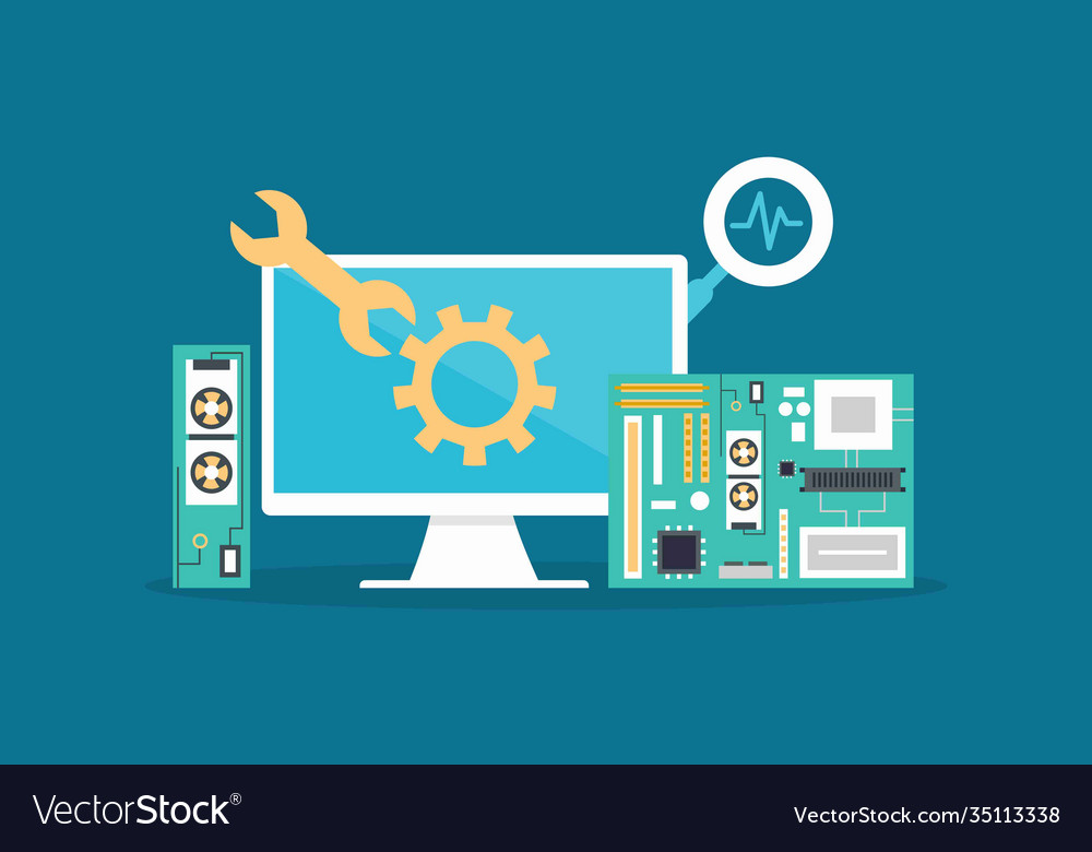 Flat computer engineering Royalty Free Vector Image