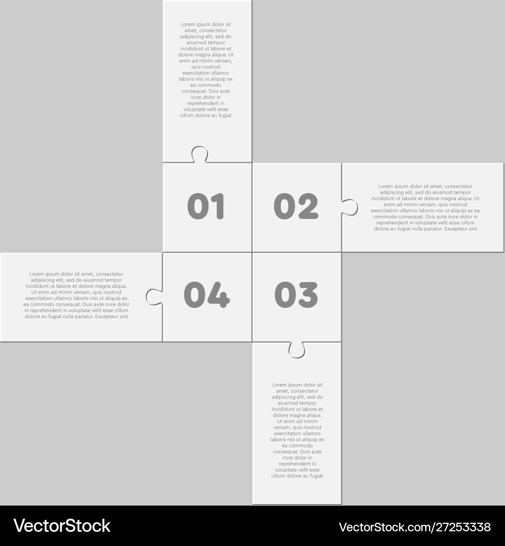 Four pieces puzzle square diagram info graphic Vector Image