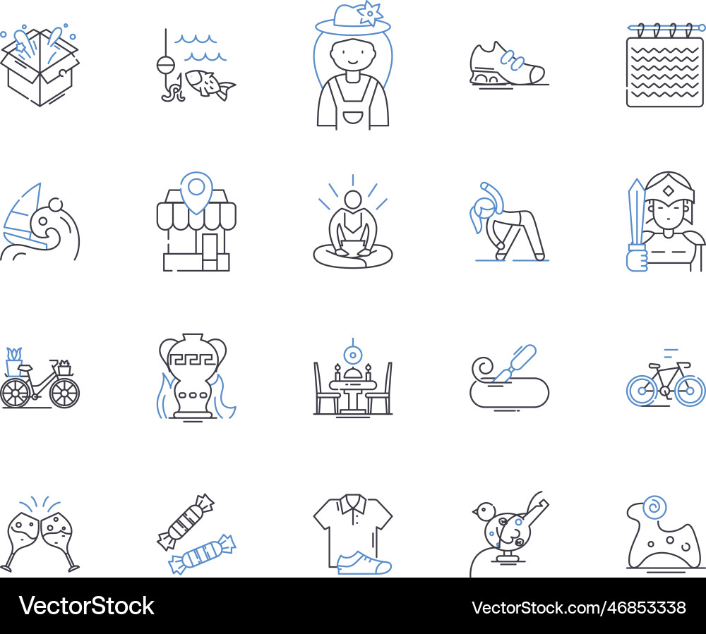 Hand-sewn line icons collection stitched Vector Image