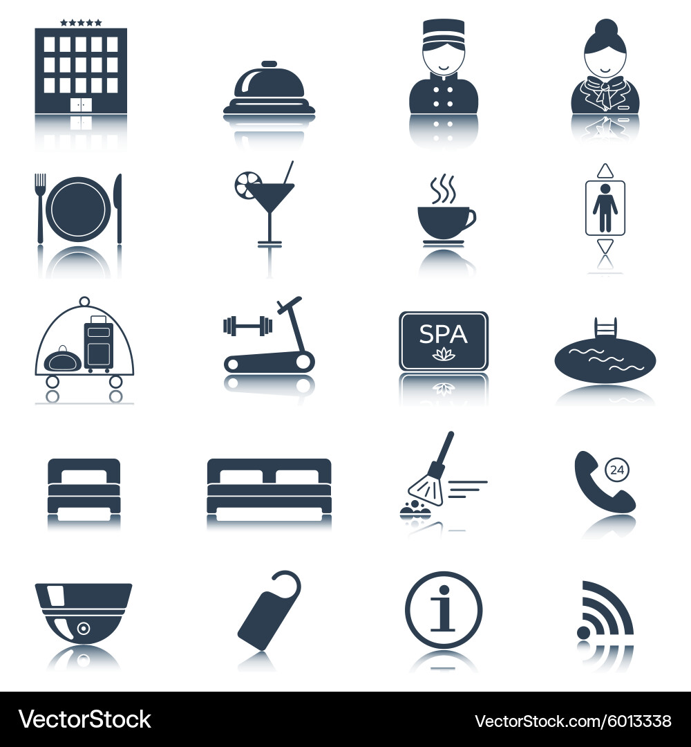 Hotel Icons silhouette isoliert Lizenzfreies Vektorbild