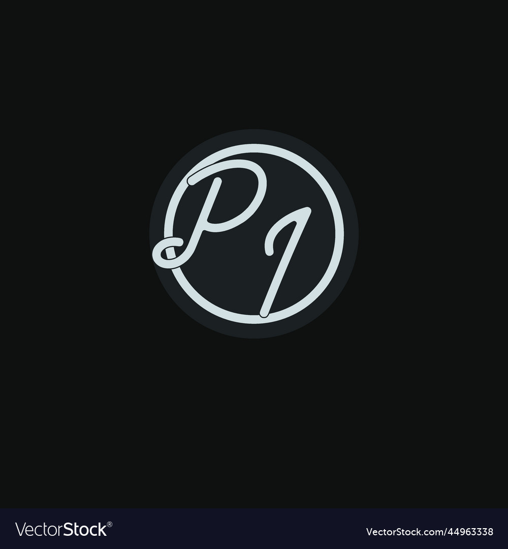Initials pi logo monogram with simple circle line Vector Image