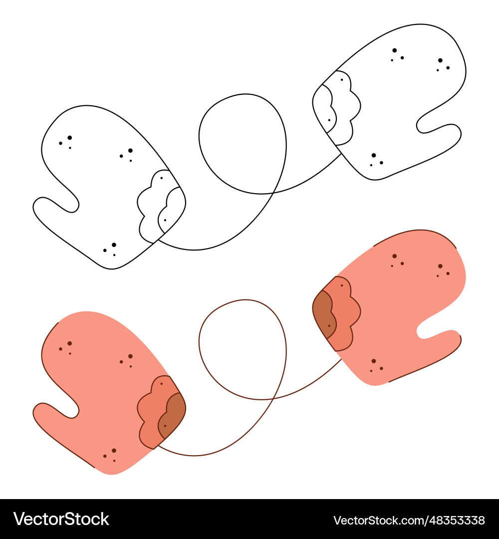 Mittens with elastic band black and white Vector Image