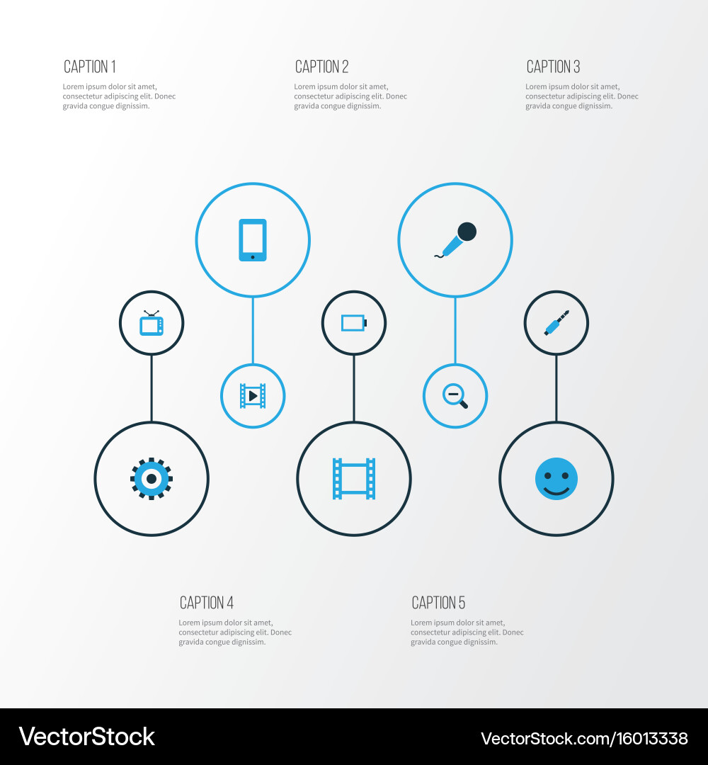 Multimedia colorful icons set collection Vector Image