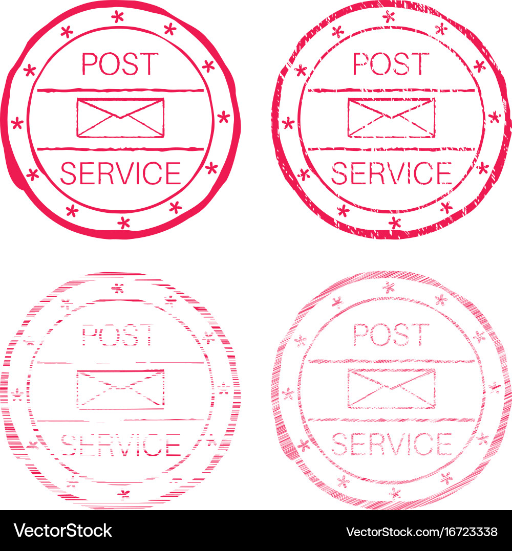 Post service red faded round stamp Royalty Free Vector Image