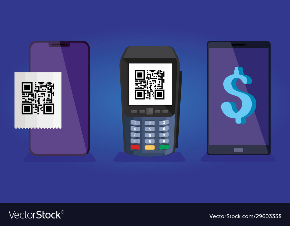 Set poster scan code qr and icons Royalty Free Vector Image