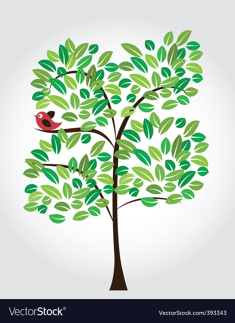 Bird on tree Royalty Free Vector Image - VectorStock