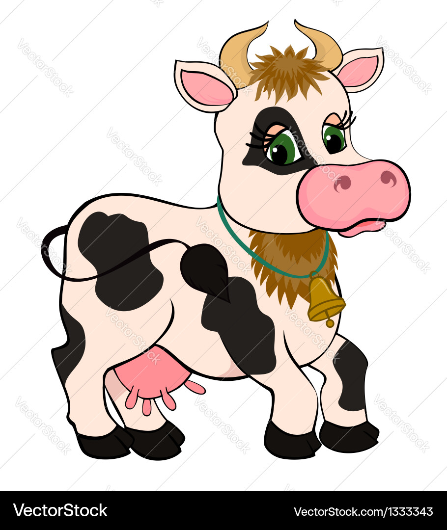 Cute cartoon cow isolated on white Royalty Free Vector Image