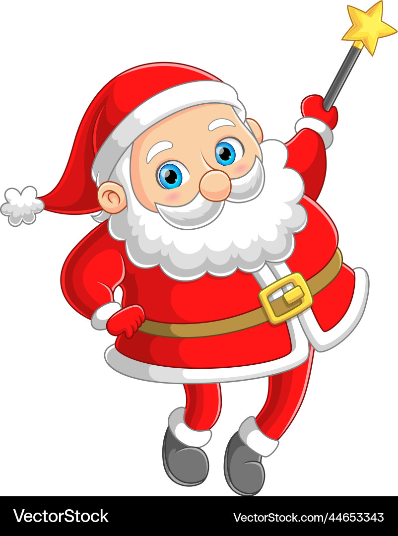 Cute santa claus is doing the magic and making Vector Image
