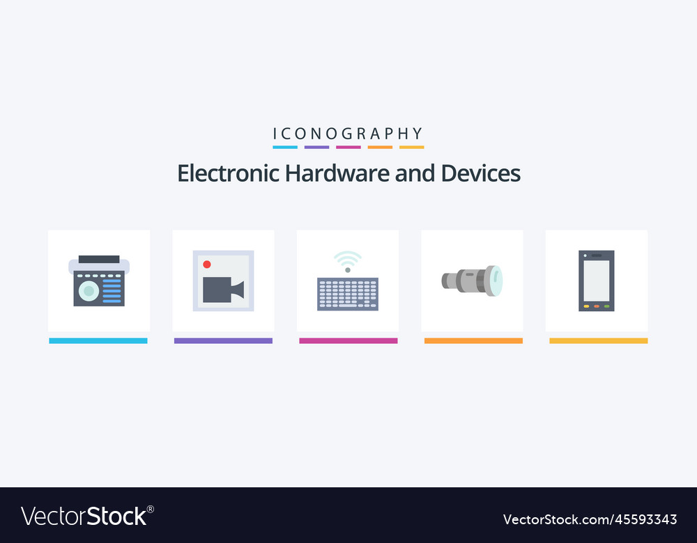 Devices flat 5 icon pack including device Vector Image